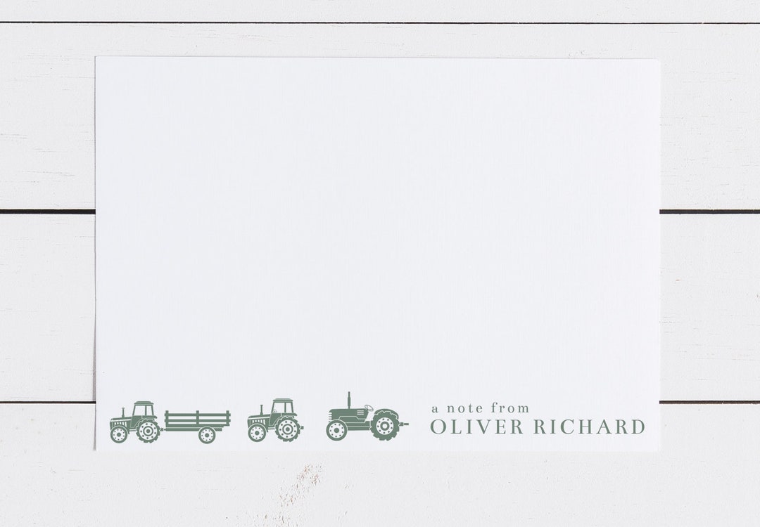 Personalized Tractor Notecards | Tractor Birthday Thank You Cards ...