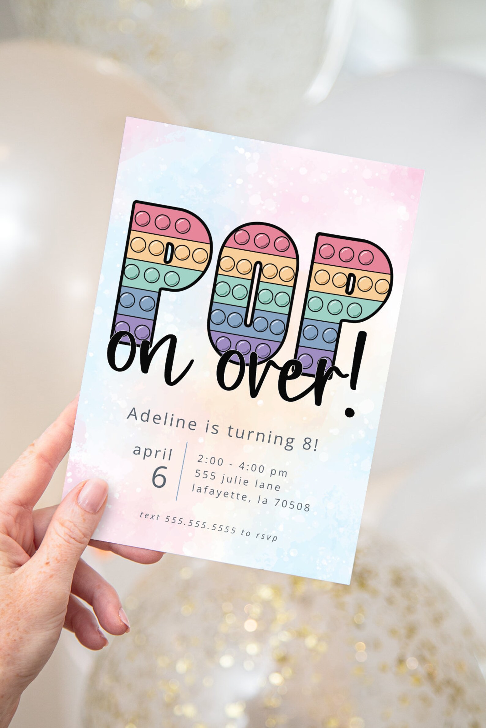 Pop It Birthday Party Invitation Printable Instant Download - Etsy