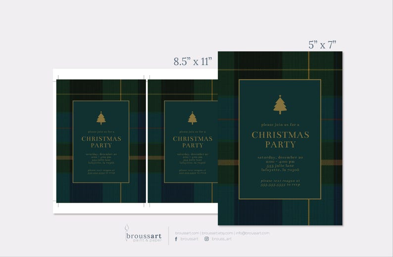 Green Plaid Christmas Party Invitation | Holiday Party Invite ...