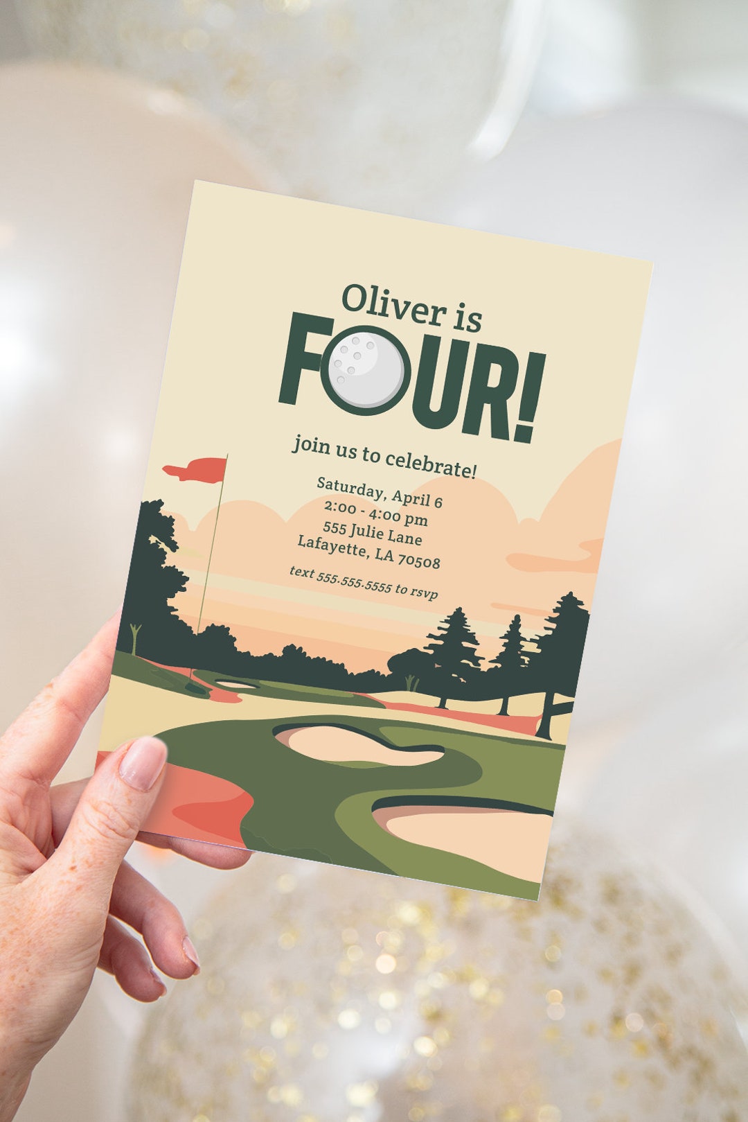 Golf FOUR / FORE Fourth Birthday Party Invitations | Putt-putt Minigolf ...