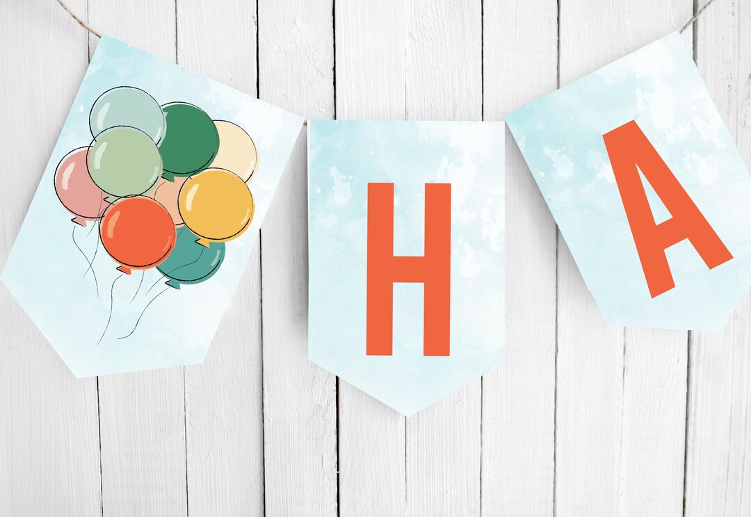 Balloon Birthday Banner | Editable Download - Etsy