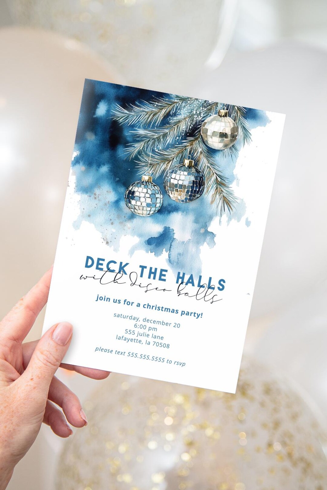 Disco Ball Christmas Holiday Party Invitation | Printable Instant ...