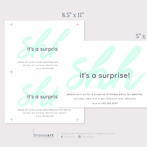 Surprise Party Invitations | Shh It's A Surprise Birthday Party Invites ...