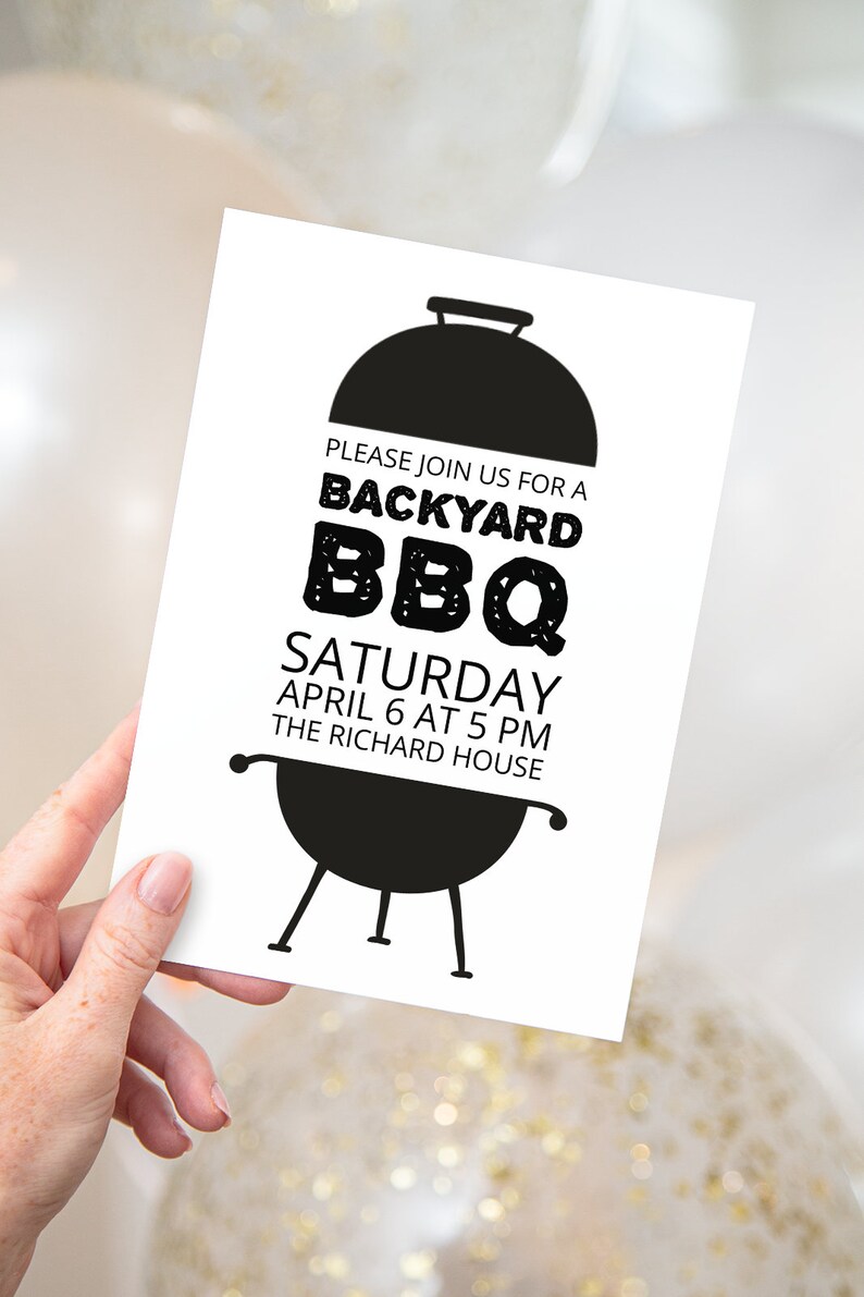 Backyard BBQ Barbecue Party Invitations Printable Instant | Etsy