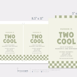 Two Cool Checkered Second Birthday Party Invitations Printable Instant ...