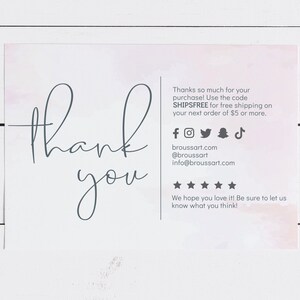 Printable Blush Watercolor Small Business Thank You Calling Cards ...