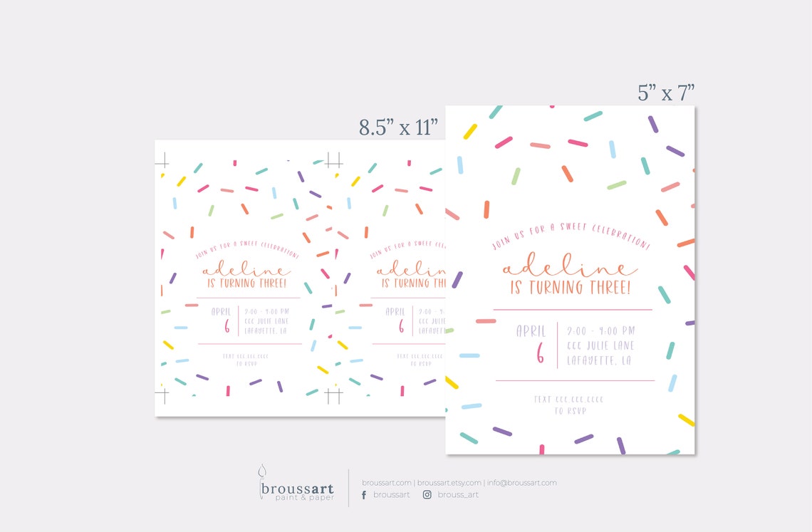 Sweets Sprinkles Birthday Party Invitations | Instant Digital Download ...