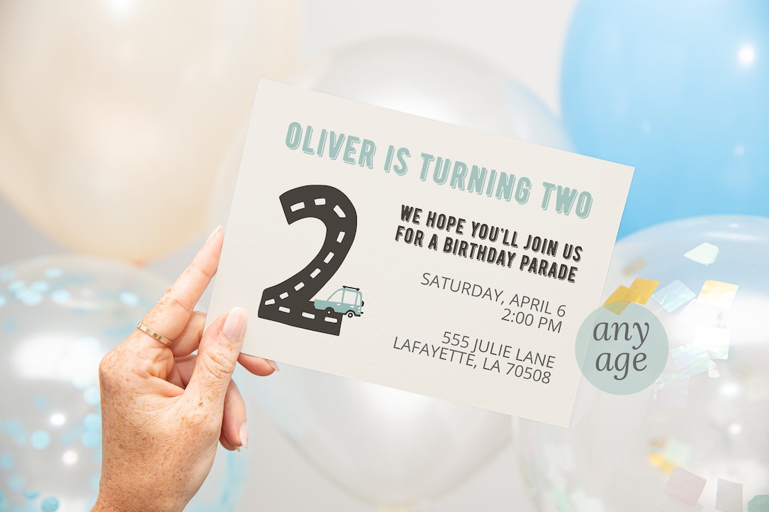 Cute Car Birthday Party Invitation | Blue Retro Cars Invite | Printable ...