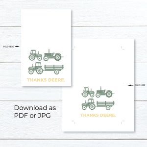 Printable Modern Tractor Thank You Cards | Edit & Download - Etsy