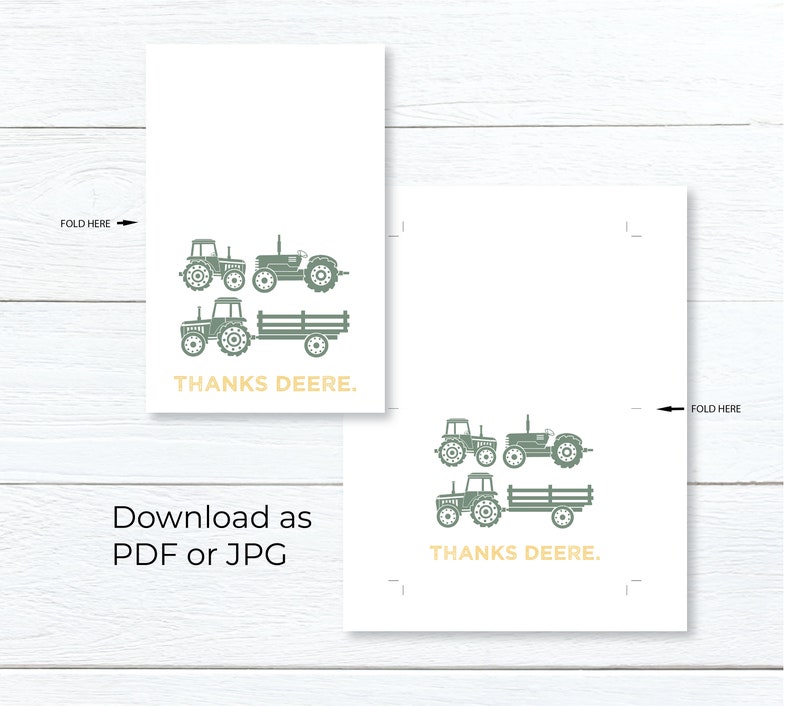 Printable Modern Tractor Thank You Cards Edit & Download - Etsy