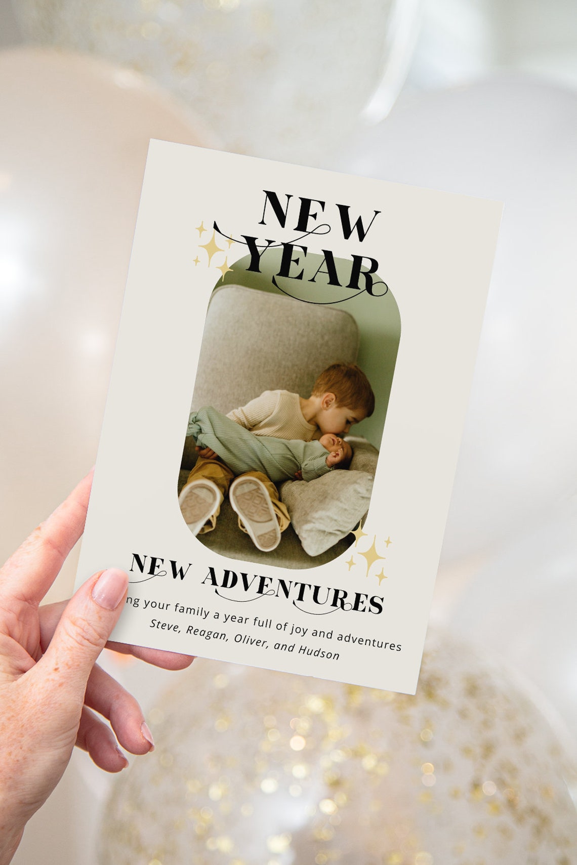 New Year Family Photo Card | New Year New Adventures | Baby | Printable ...