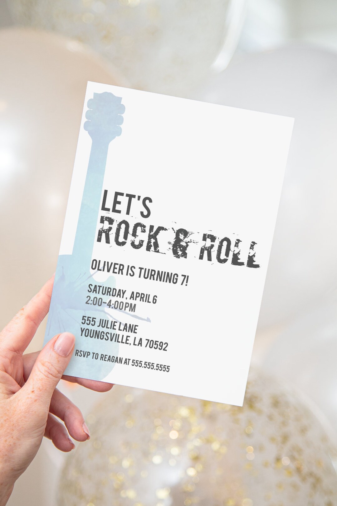 Rock and Roll Birthday Party Invitations | Rockstar Party | Rocker ...