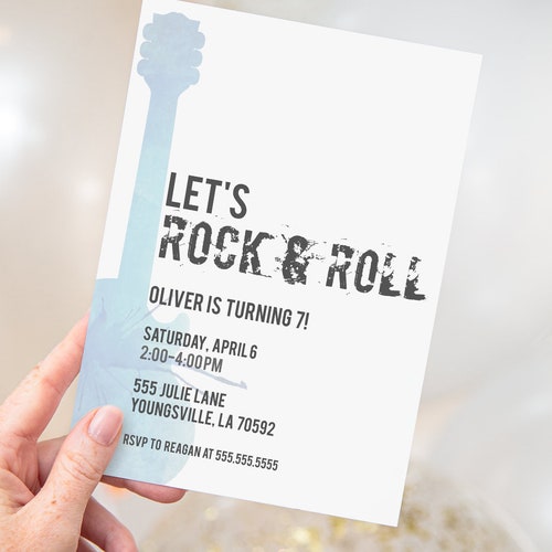 Rock and Roll Birthday Party Invitations Rockstar Party | Etsy