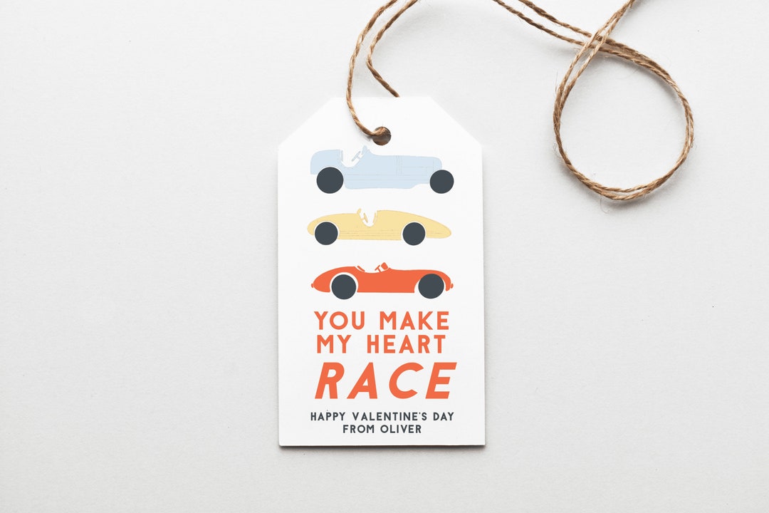 Retro Race Car Valentines | Valentine Gift Tags | Printable Instant ...