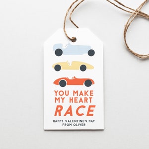 Retro Race Car Valentines | Valentine Gift Tags | Printable Instant ...