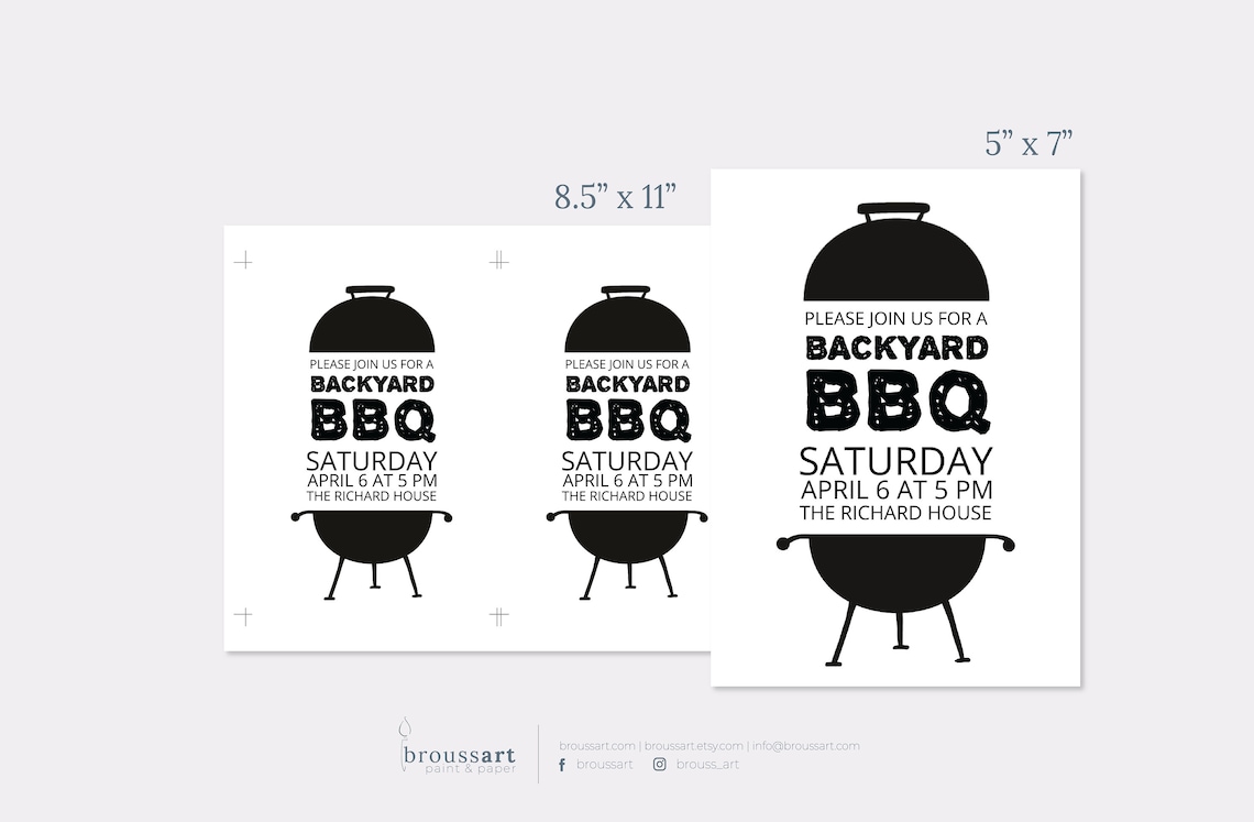 Backyard BBQ Barbecue Party Invitations Printable Instant | Etsy