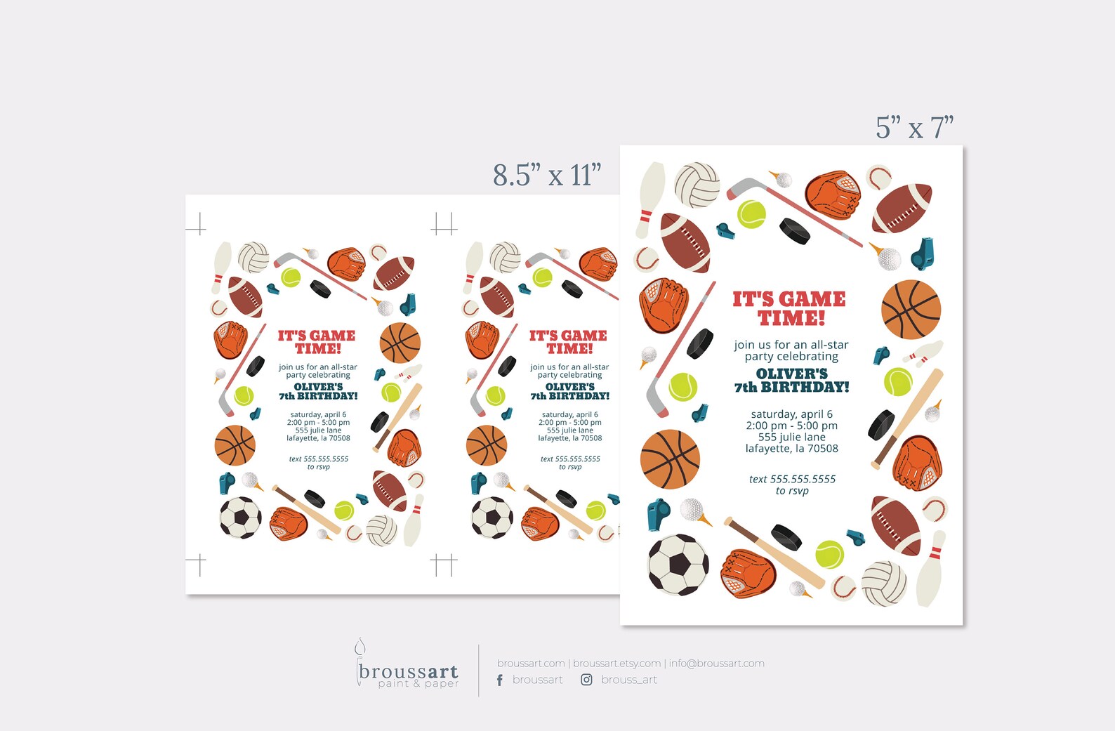 Sports Birthday Party Invitations | Game Time | All-star | Football ...