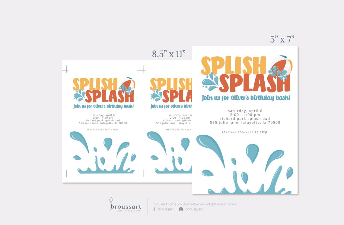 Splish Splash Summer Birthday Bash Invitations | Splash Pad, Waterslide ...