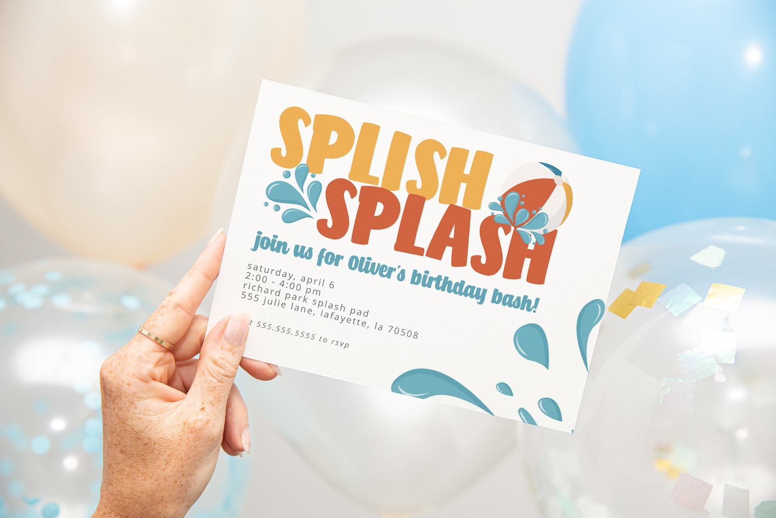 Splish Splash Summer Birthday Bash Invitations | Splash Pad, Waterslide ...