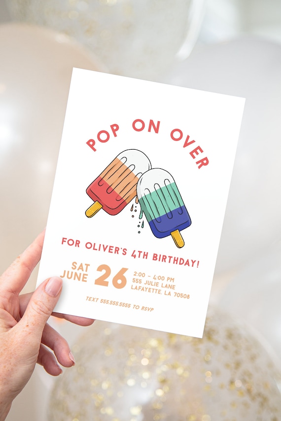 Popsicle Birthday Party Invitation Summer Pop on Over - Etsy