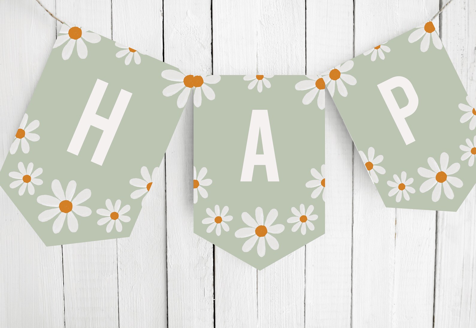 Retro Daisy Happy Birthday Banner | Instant Download | Printable ...