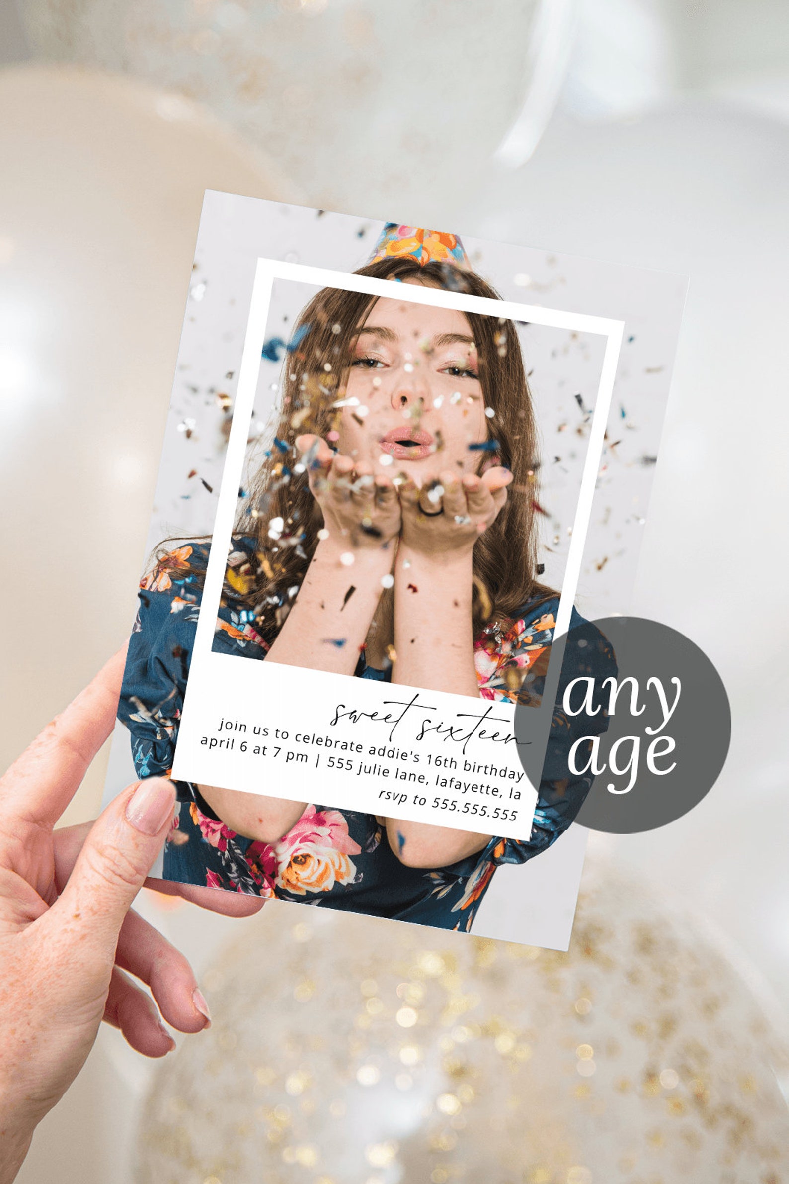 Polaroid Photo Teen Birthday Party Invitations Printable - Etsy