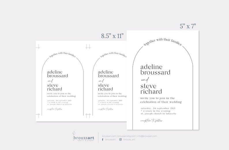Simple Arch Wedding Invitation | Printable Instant Download | Editable ...