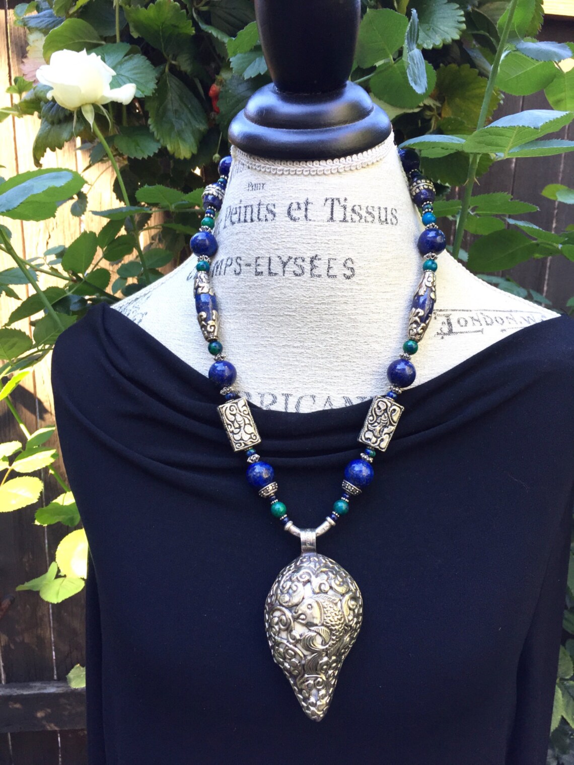 Pema Tibetan Silver Repousse Covered Sacred Chank Shell Pendant ...