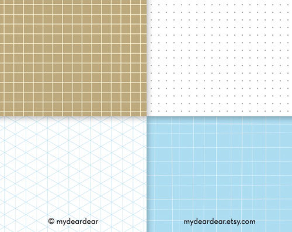 Grid Paper (graph Paper) Mix Patterns (dots, Squares, Isometric ...