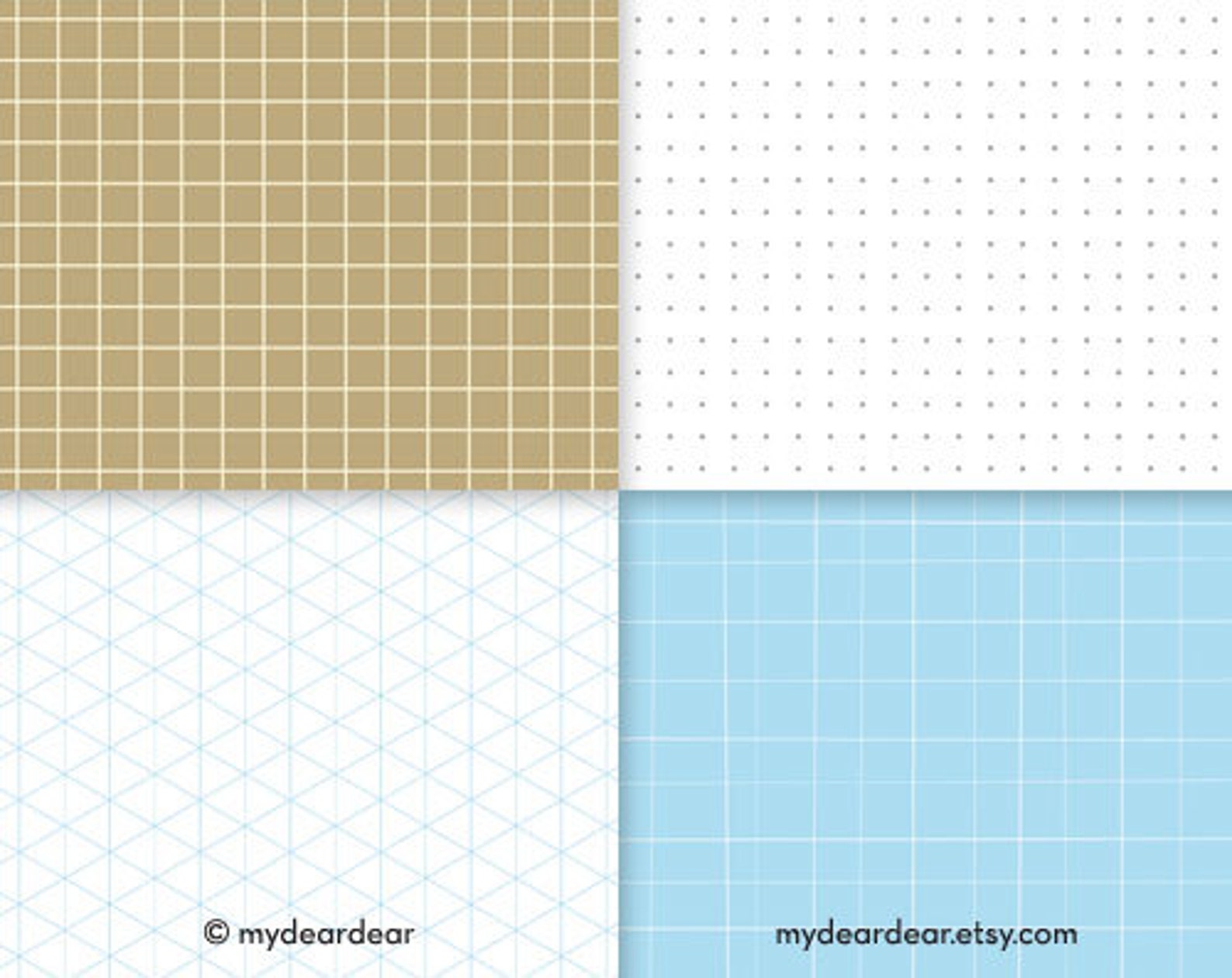Grid Paper (graph Paper) Mix Patterns (dots, Squares, Isometric ...