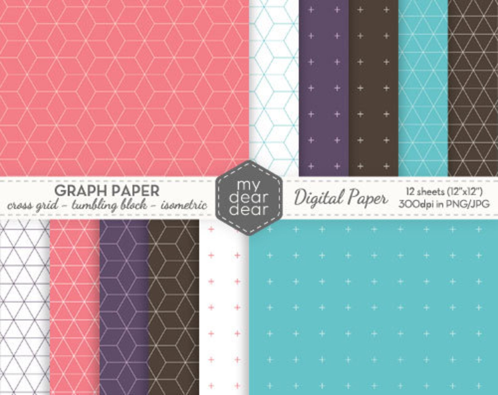 Graph Paper (grid Paper) - Cross Grid, Tumbling Block, Isometric ...