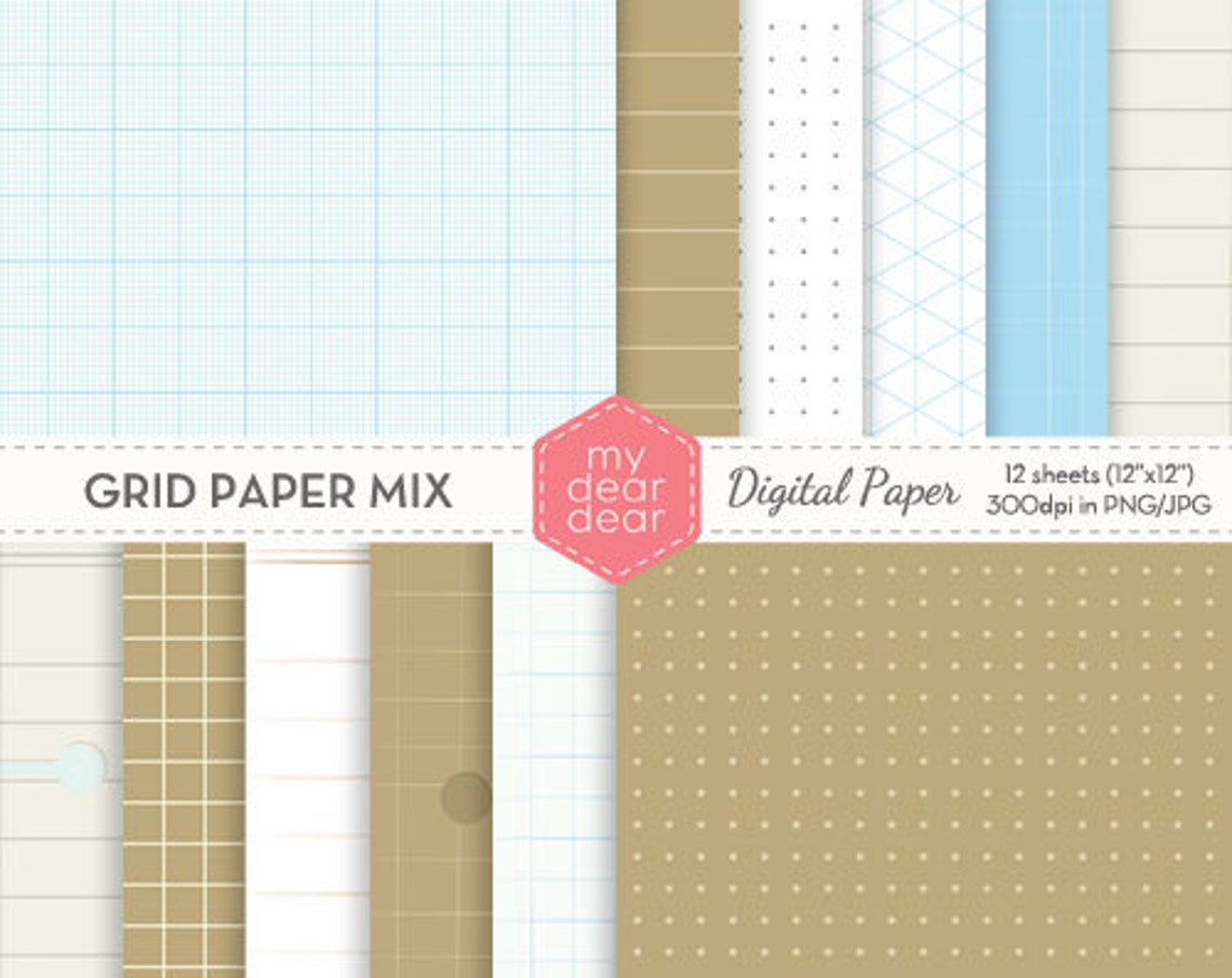 Grid Paper (graph Paper) Mix Patterns (dots, Squares, Isometric ...