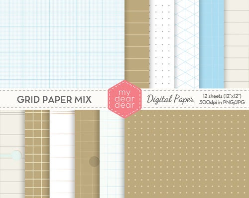 Grid Paper (graph Paper) Mix Patterns (dots, Squares, Isometric ...