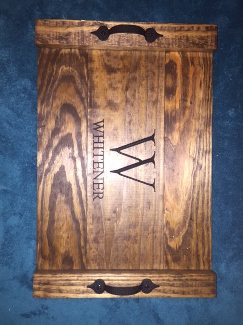 Rustic personalized reclaimed wood engraved serving tray | Etsy