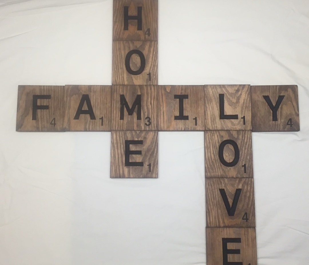 Big Large Scrabble Tiles Wall Decor Family Home Love Engraved Accents ...