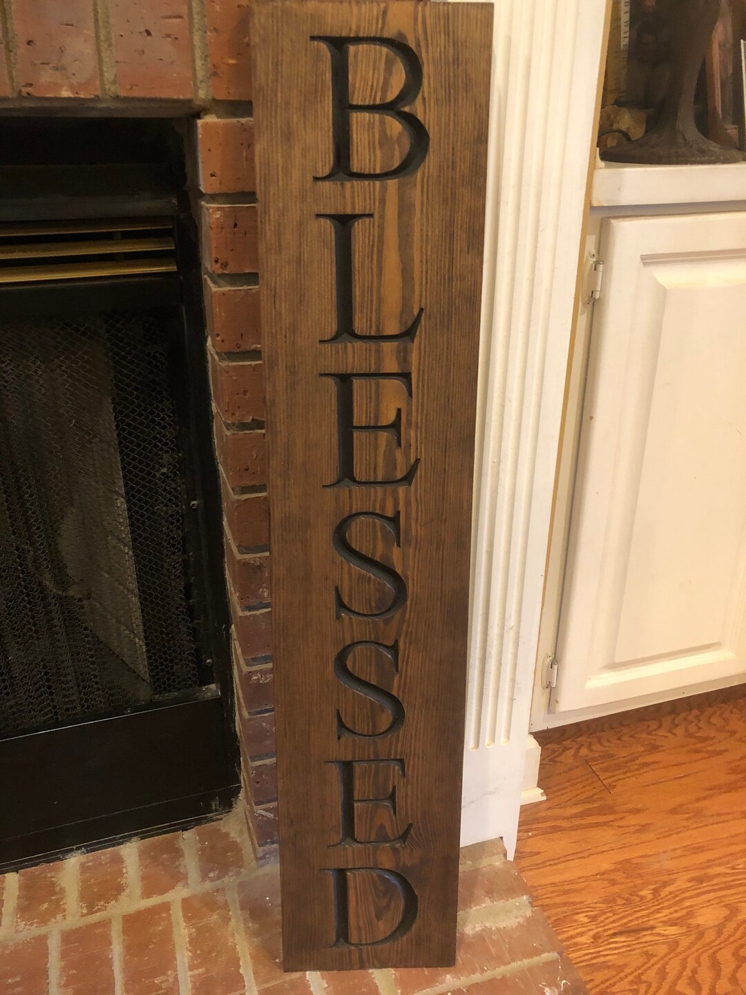 Vertical BLESSED Sign Great Housewarming Gift Engraved Message House ...