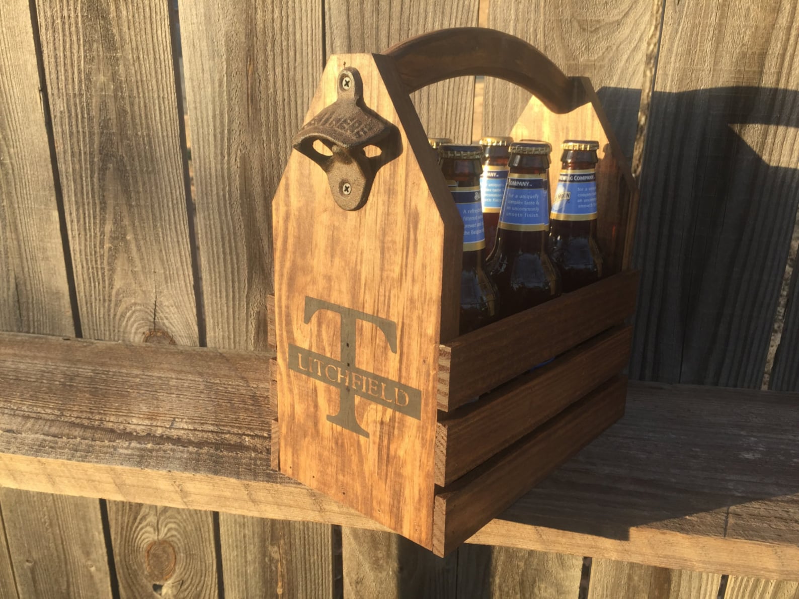 Personalized Rustic 6-pack beer bottle carrier 12 oz longnecks | Etsy