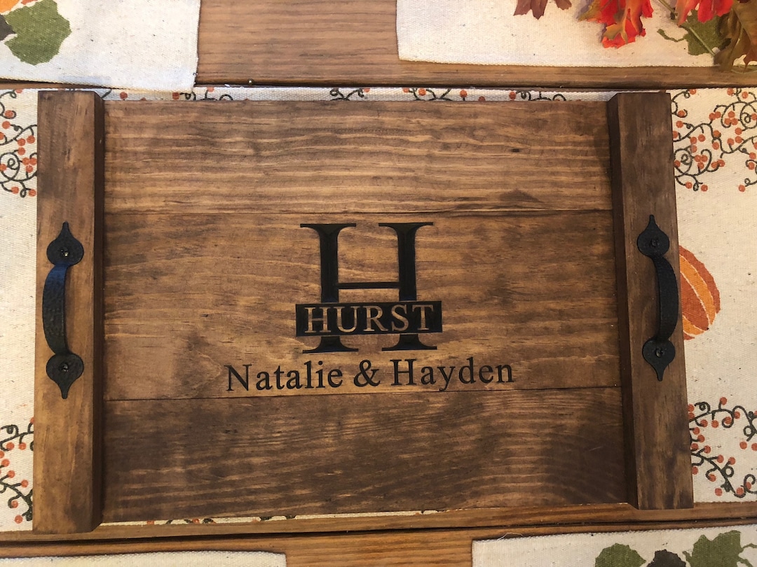 Engraved Serving Tray With Names and Initial of Couple Great for ...