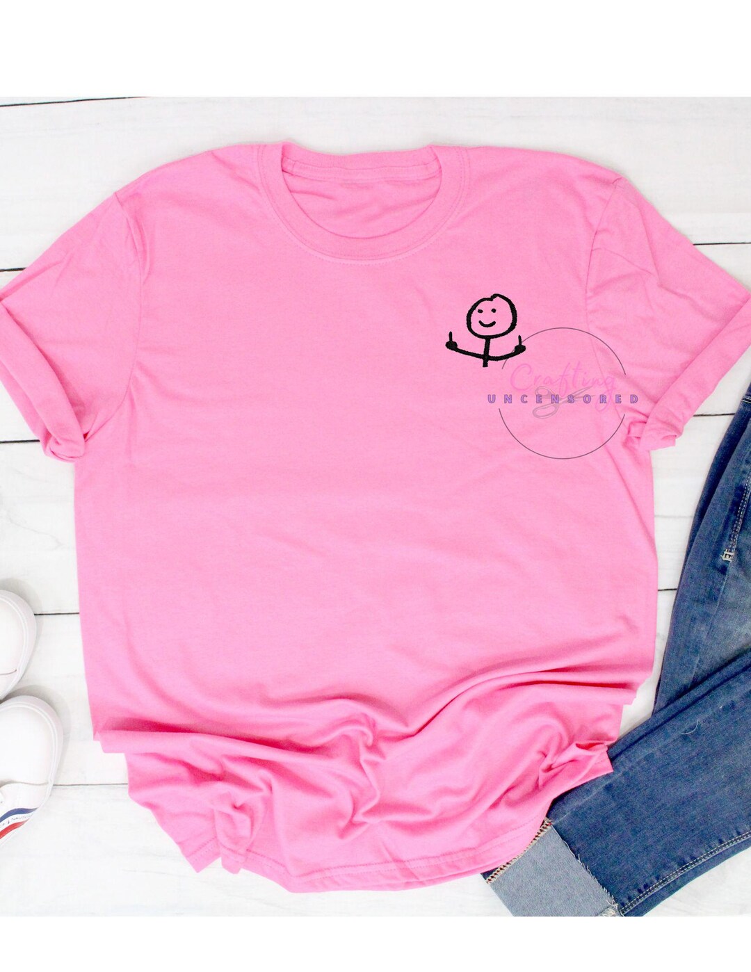 Middle Finger Stick Figure Funny Embroidered Shirt - Etsy