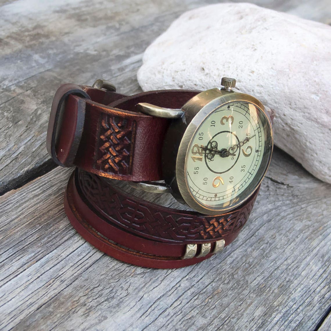 Women Leather Cuff Watch Wrap Around Watch Women Leather | Etsy