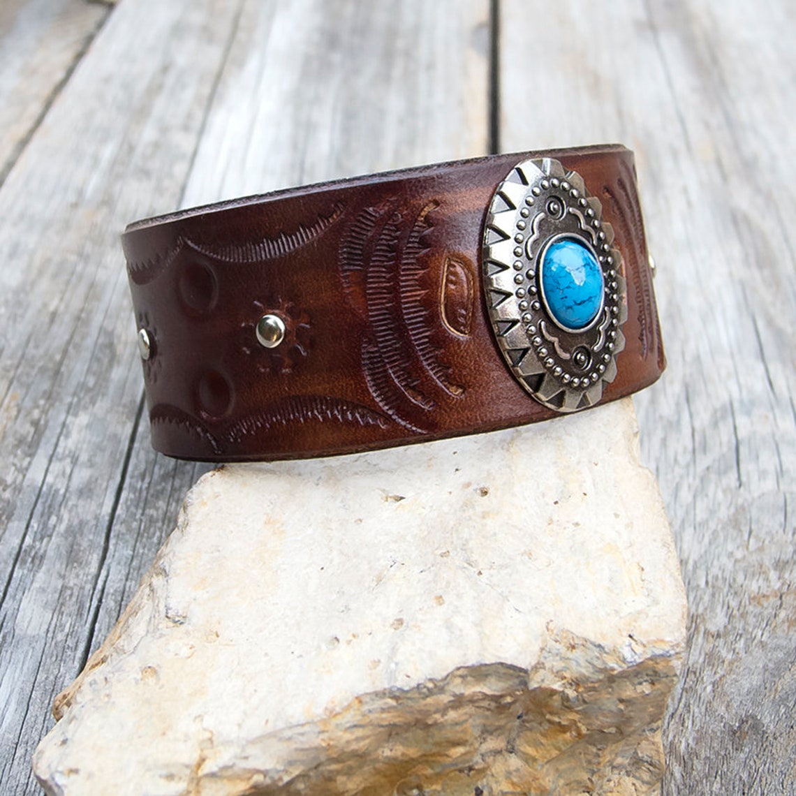 Leather Cuff Western Style Wristband Leather Cuff Bracelet - Etsy