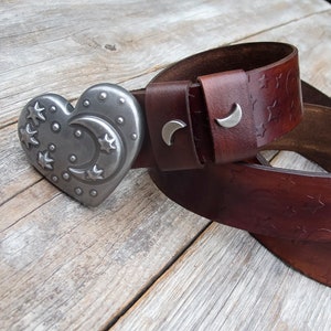 Leather Belt Dark Brown Belt Women's Moon Belt Bohemian - Etsy