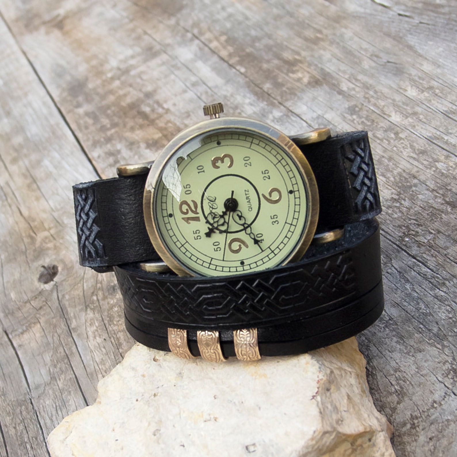 Women Leather Cuff Watch Wrap Around Watch Women Leather | Etsy