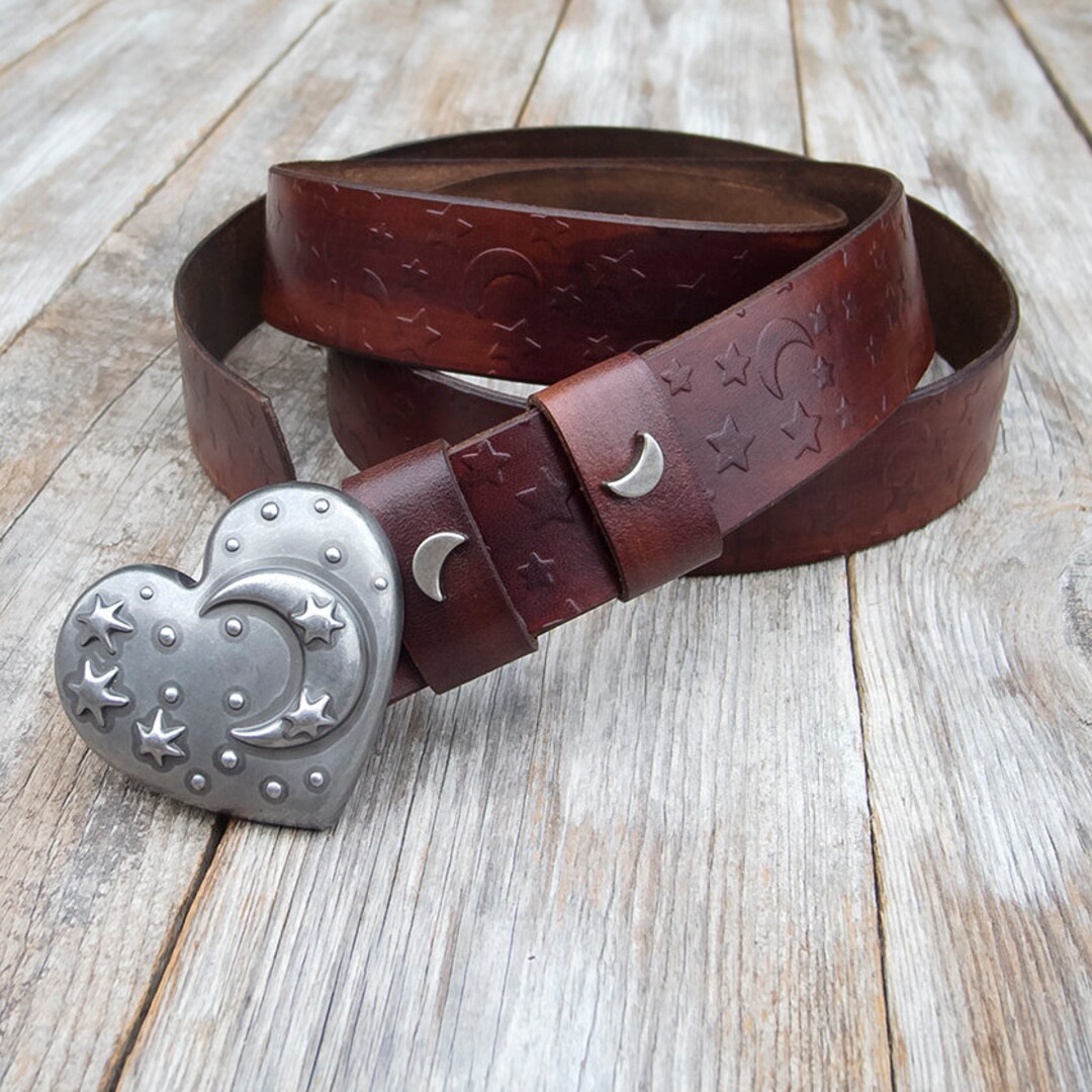Leather Belt Dark Brown Belt Women's Moon Belt Bohemian - Etsy