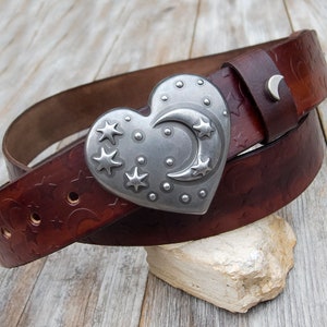 Leather Belt Dark Brown Belt Women's Moon Belt Bohemian - Etsy