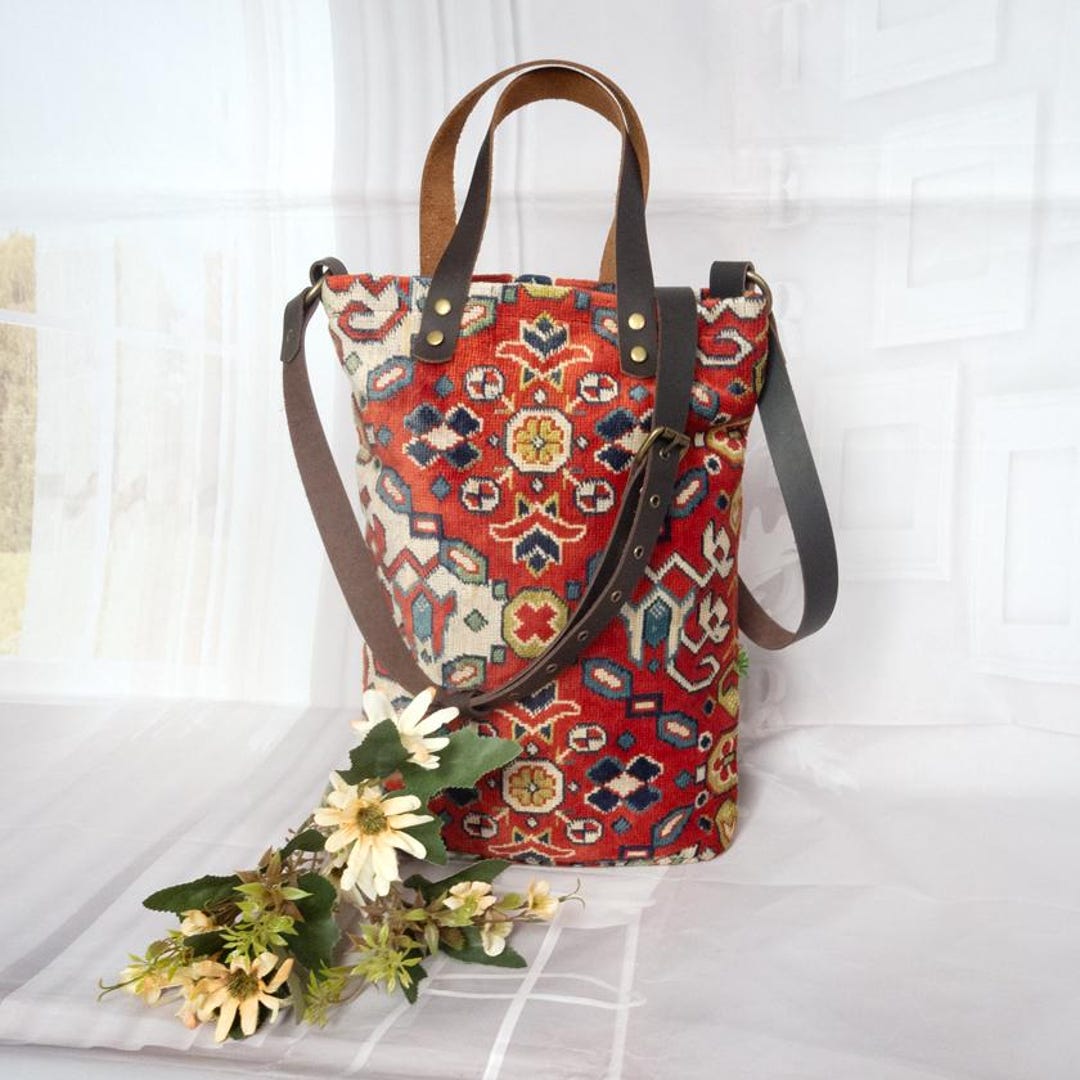 Persian Pattern Carpet Crossbody Bag, Vintage Velvet Carpet Handbag ...