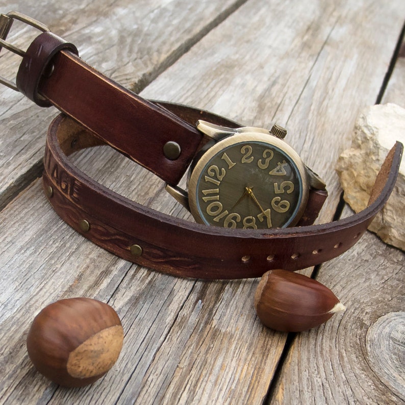 Wrist Watches Women Rustic Leather Watch Vintage Brown - Etsy UK