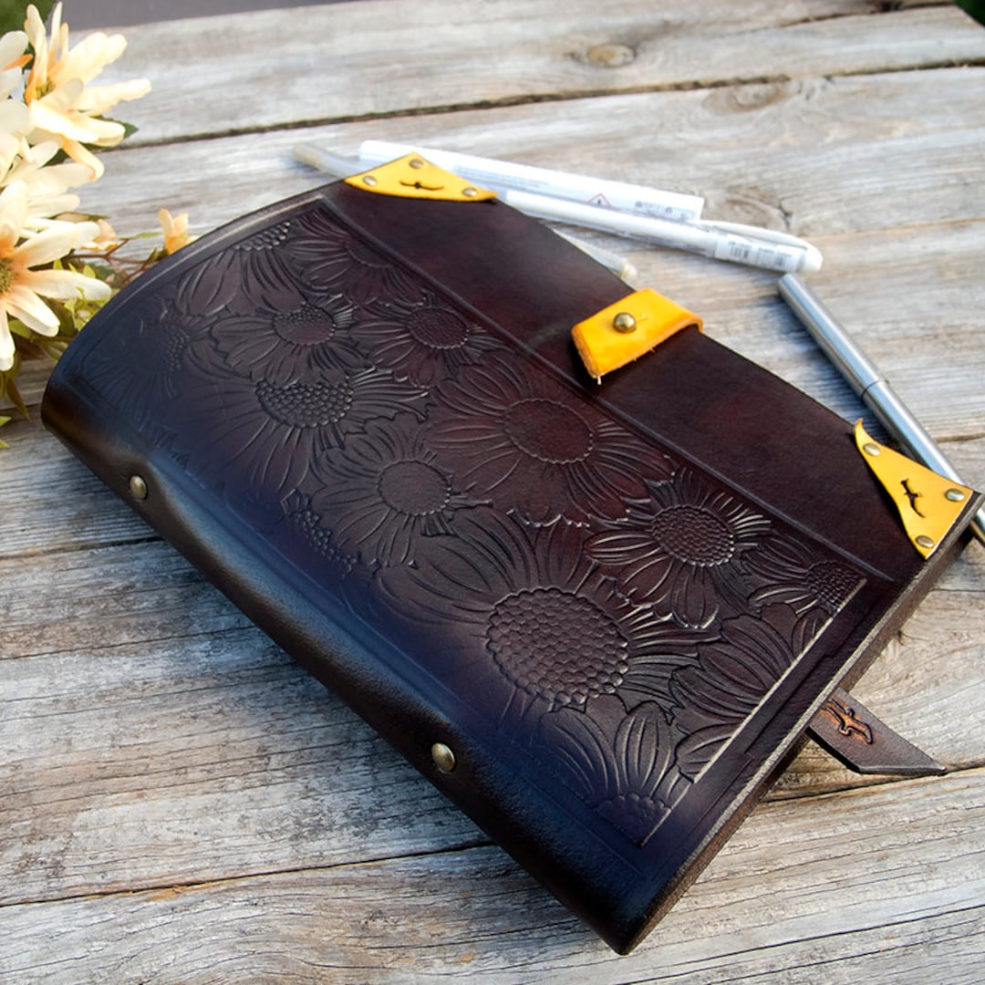 Leather Traveller's Journal, Daisy Ring Binder Diary, Dark Brown ...