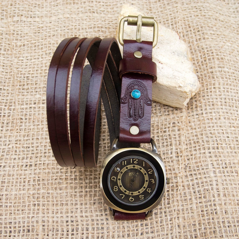 Women watches Cuff watch Wrap around watch Fatima hands | Etsy