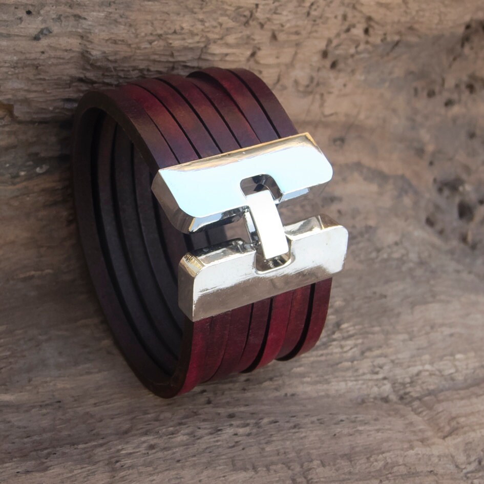 Women Leather Cuff Bracelet Multi Strap Leather Bracelet | Etsy